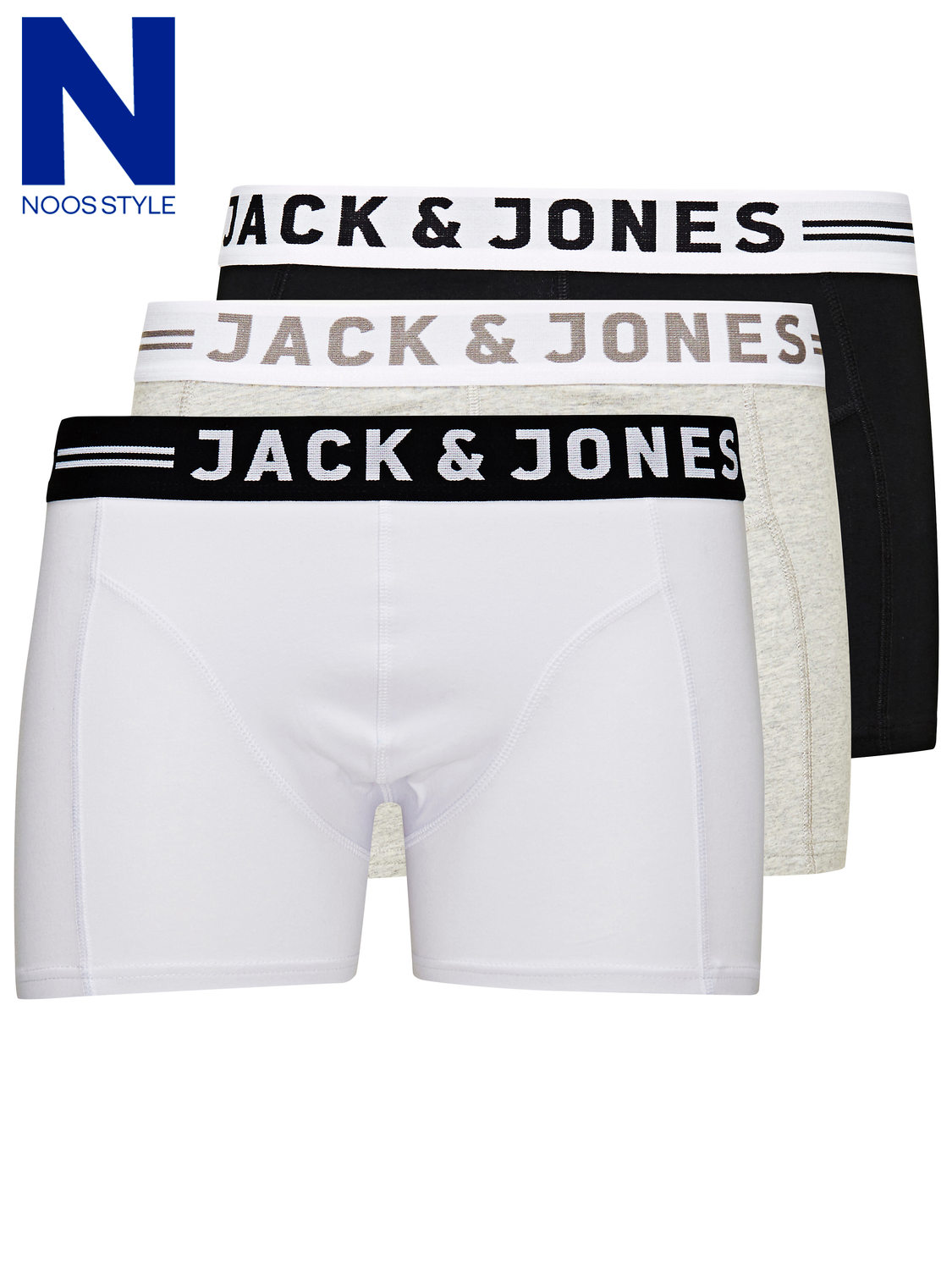 PACK "SENSE" 3 BOXERS TRUNKS-Black Detail:White/Light Grey Mel. – JACK ...